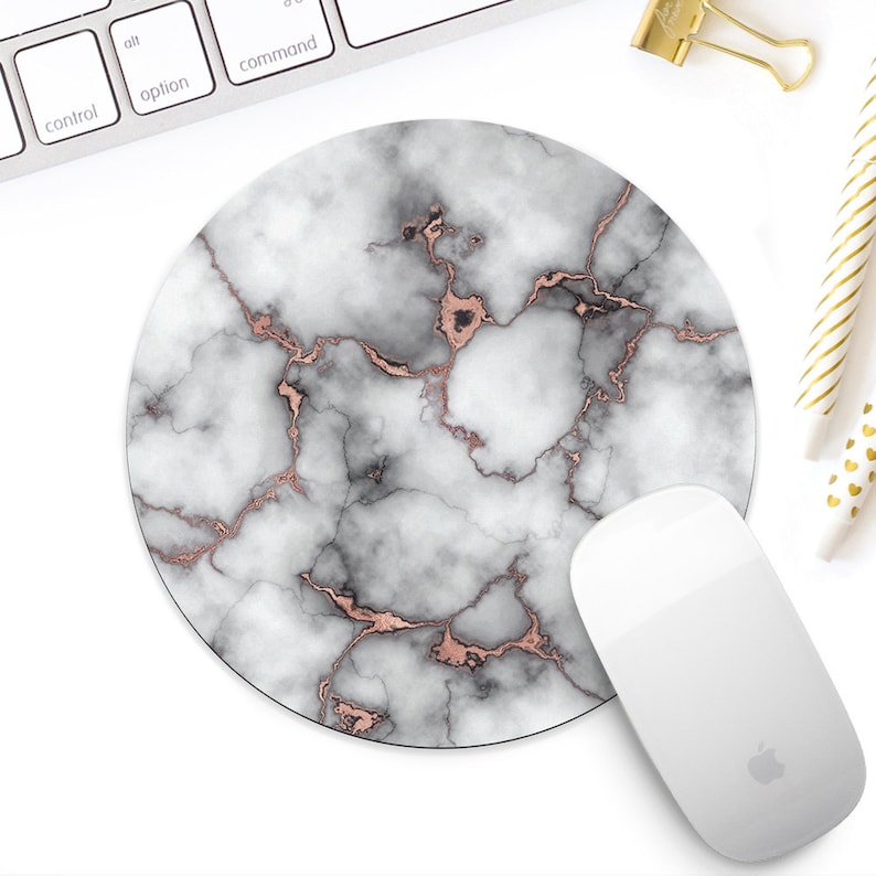 White Marble With Rose Gold Mouse Pad for Her Rose Gold Desk - Etsy