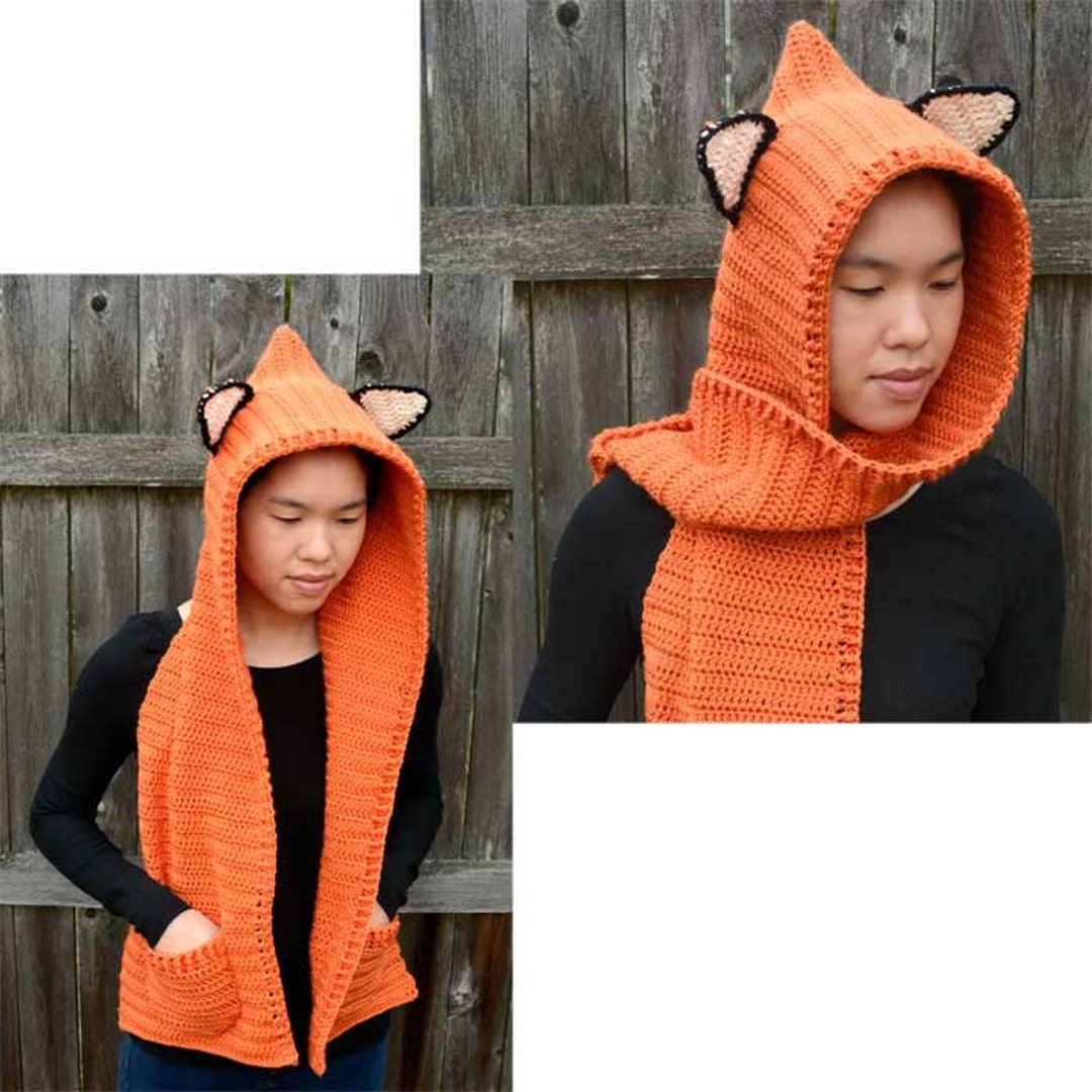 Hooded Fox Scarf - 3 Sizes - PDF Crochet Pattern - Instant Download - Etsy