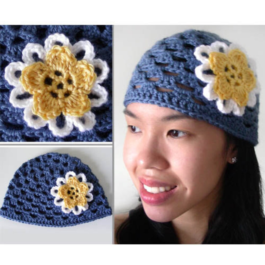 Spring Flower Beanie (5 Sizes) - PDF Crochet Pattern - Instant Download ...
