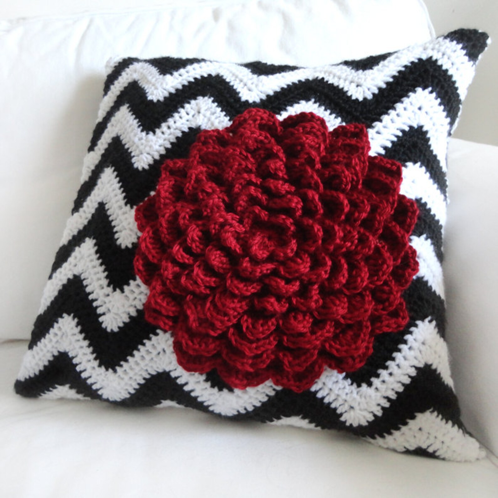 Chevron Flower Pillow Cover PDF Crochet Pattern Instant - Etsy