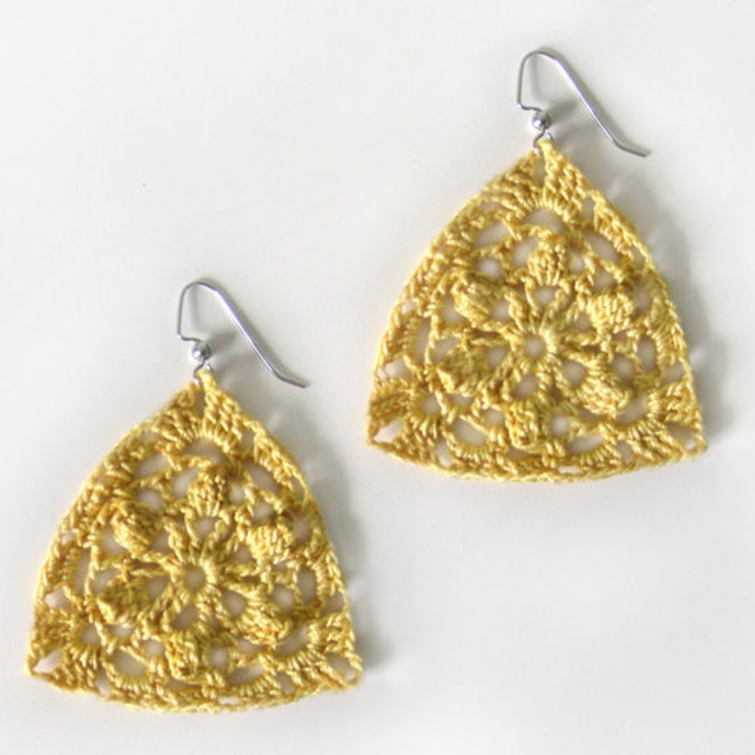 Floral Triangle Earrings - PDF Crochet Pattern - Instant Download - Etsy