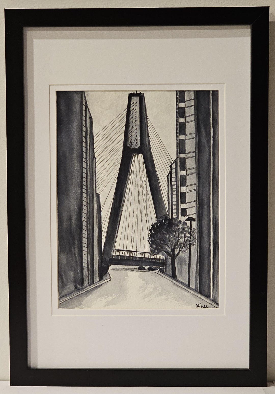 A Cityscape, the Famous ANZAC Bridge Sydney, Original Watercolour ...