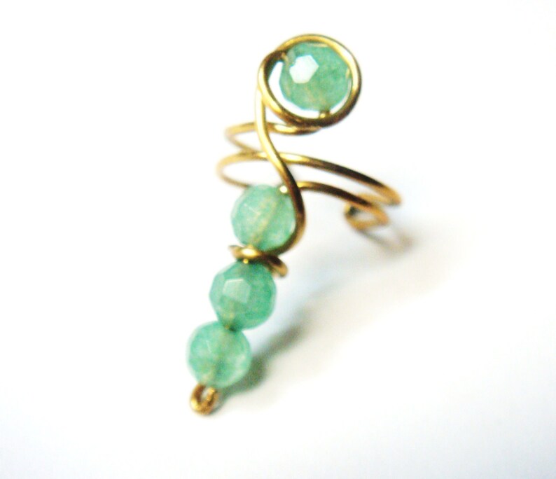 Green Aventurine Ear Cuff Wire Wrap Ear Cuff 14K Gold Filled - Etsy