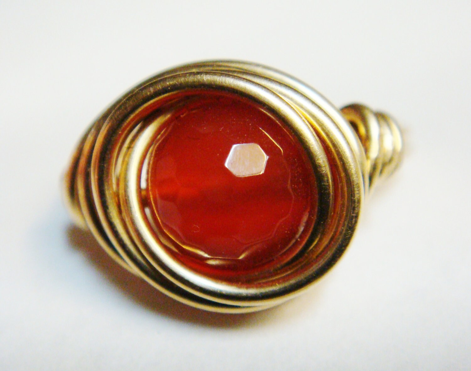 Red Ring, Red Carnelian Gemstone Ring, Gold Ring, 14k Gold Filled Ring ...