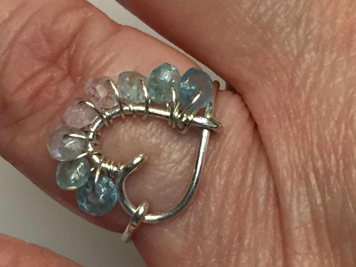 Aquamarine Ring, Shaded Aquamarine Ring, Gemstone Ring, Hand Forged ...
