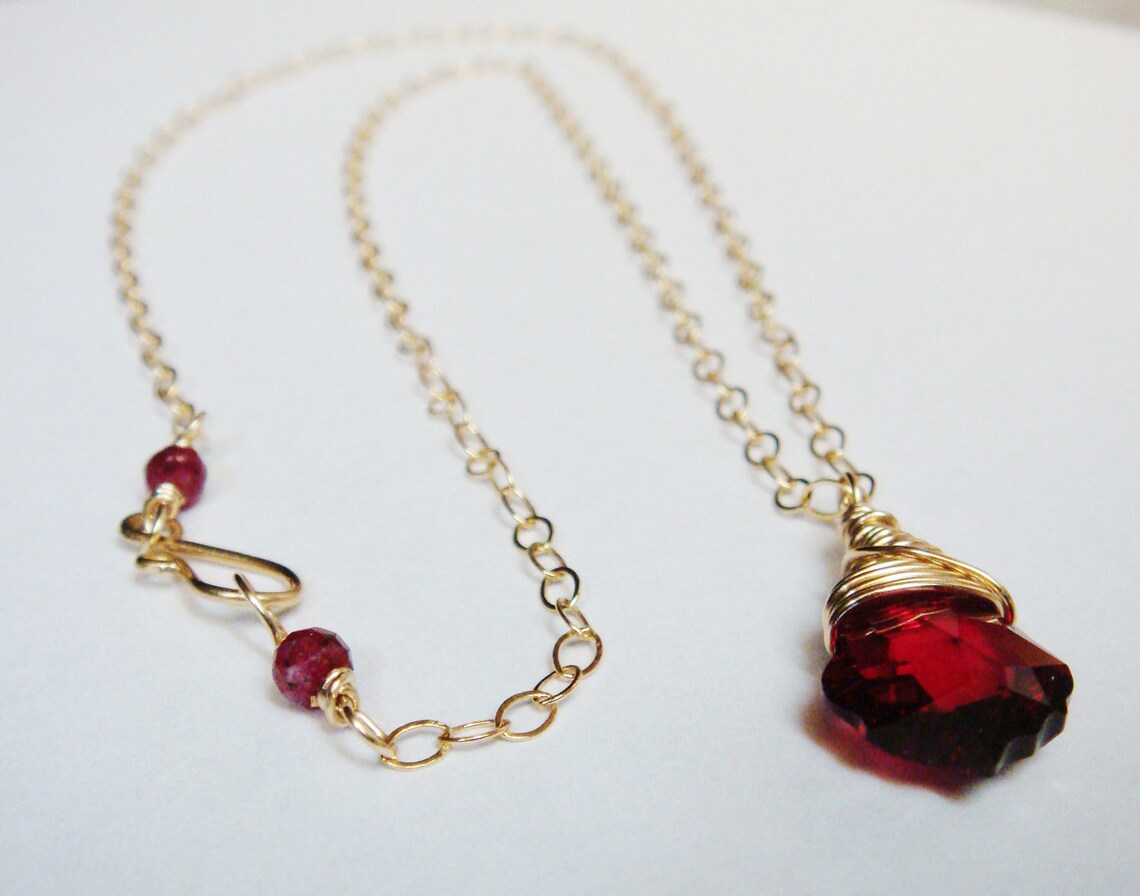 Ruby Necklace, Red Necklace, Ruby Swarovski Crystal Baroque and Ruby ...