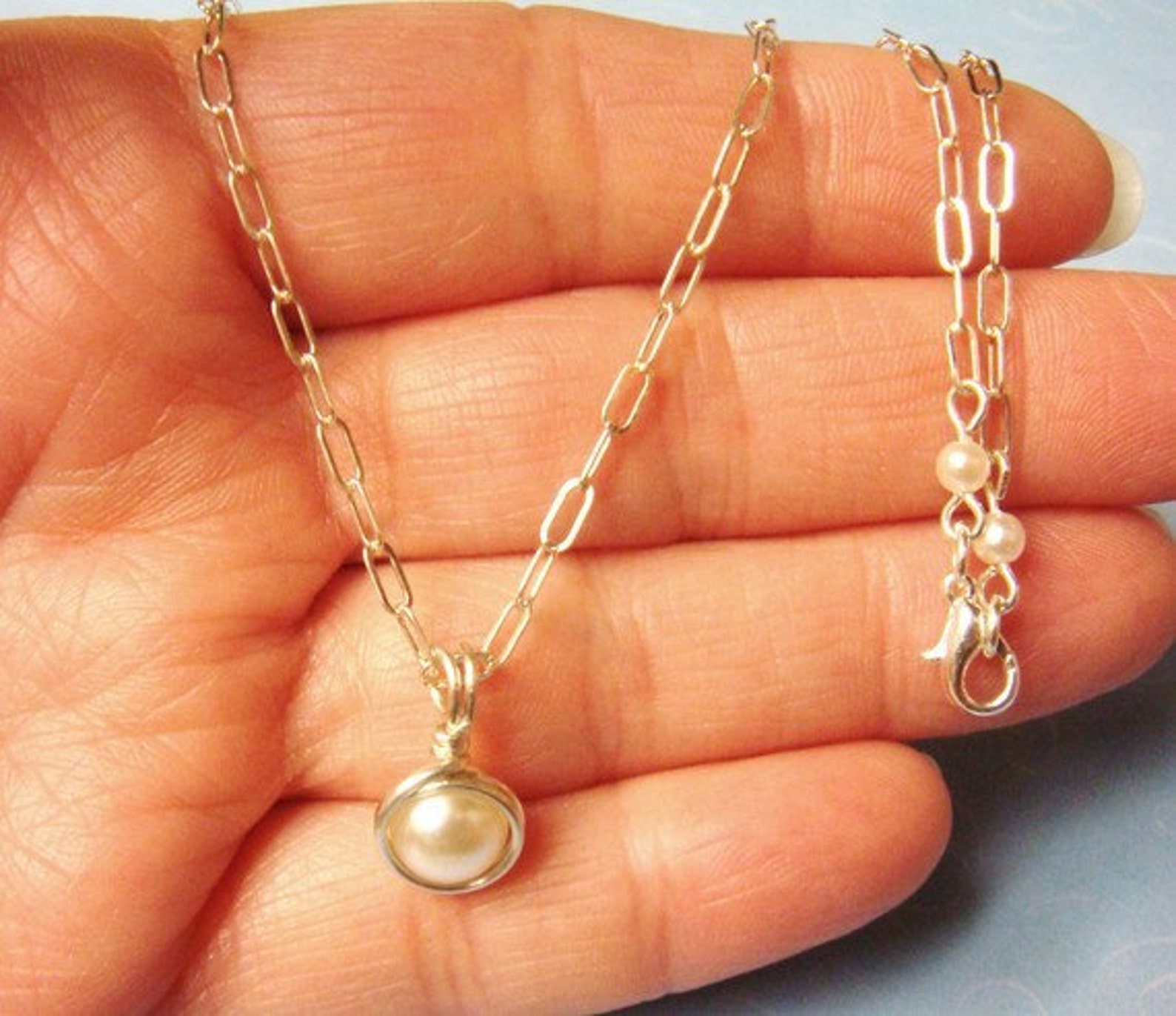 Pearl Necklace Swarovski White Pearl Sterling Silver Etsy