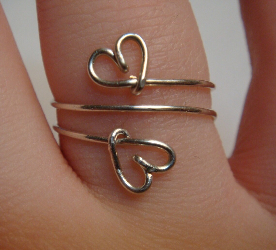 Heart Ring Double Heart Love Ring Sterling Silver Ring - Etsy