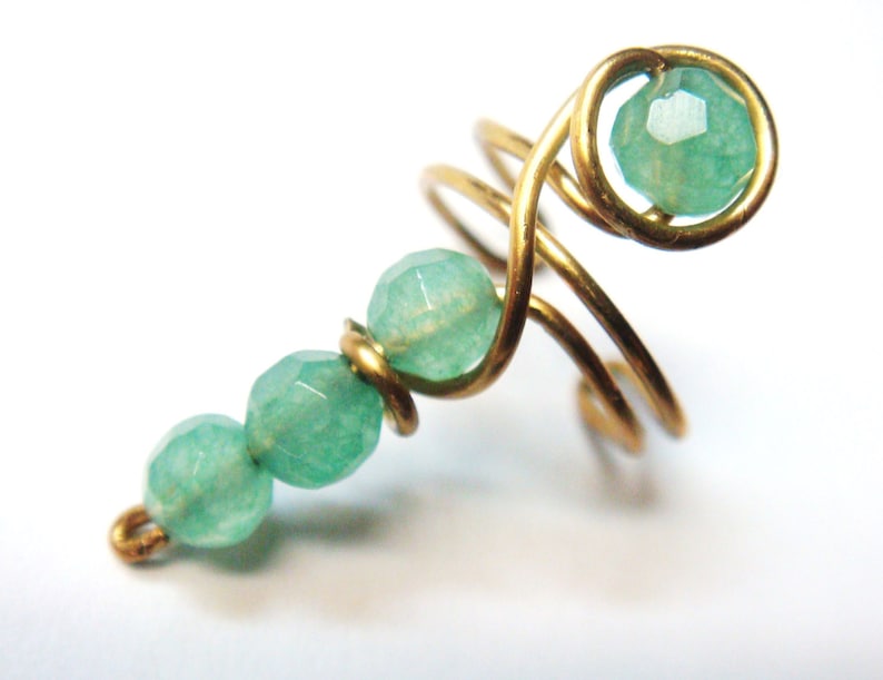 Green Aventurine Ear Cuff Wire Wrap Ear Cuff 14K Gold Filled - Etsy