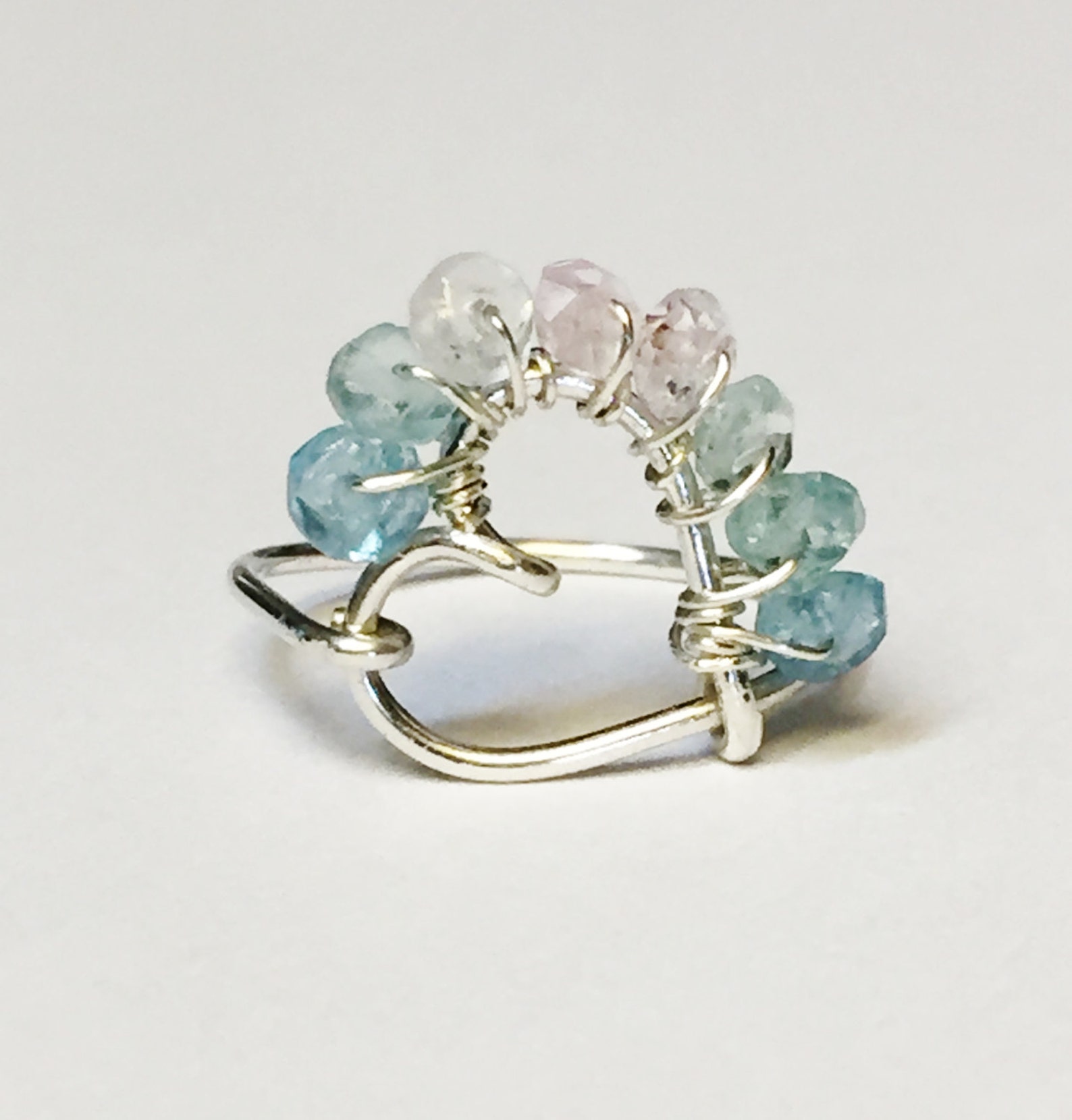 Aquamarine Ring, Shaded Aquamarine Ring, Gemstone Ring, Hand Forged ...