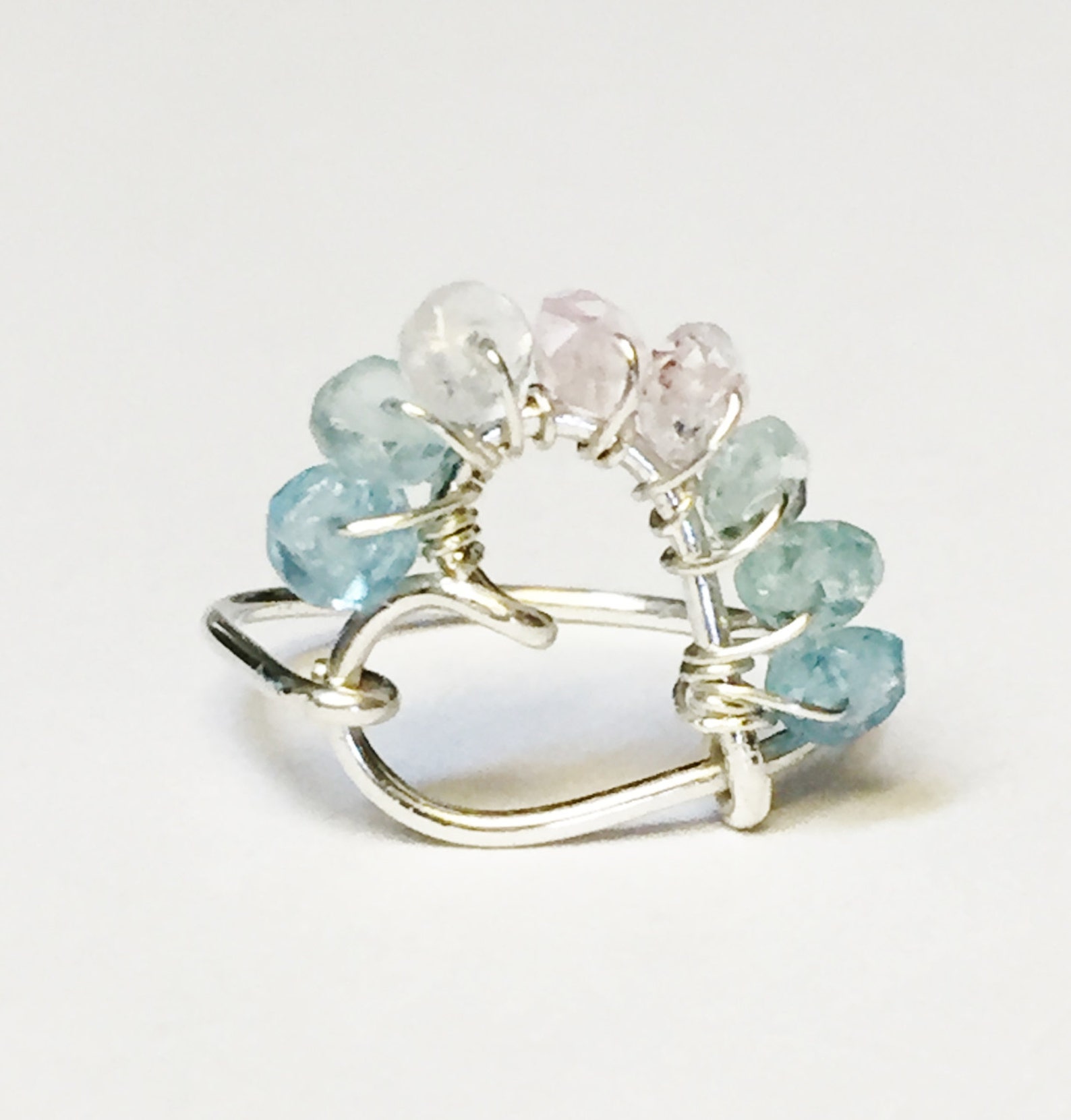 Aquamarine Ring, Shaded Aquamarine Ring, Gemstone Ring, Hand Forged ...