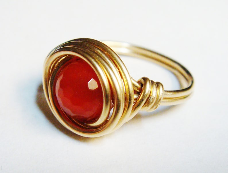 Red Ring Red Carnelian Gemstone Ring Gold Ring 14k Gold | Etsy