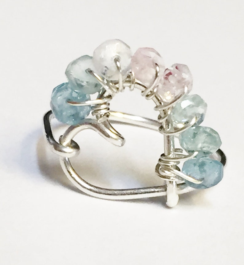 Aquamarine Ring, Shaded Aquamarine Ring, Gemstone Ring, Hand Forged ...