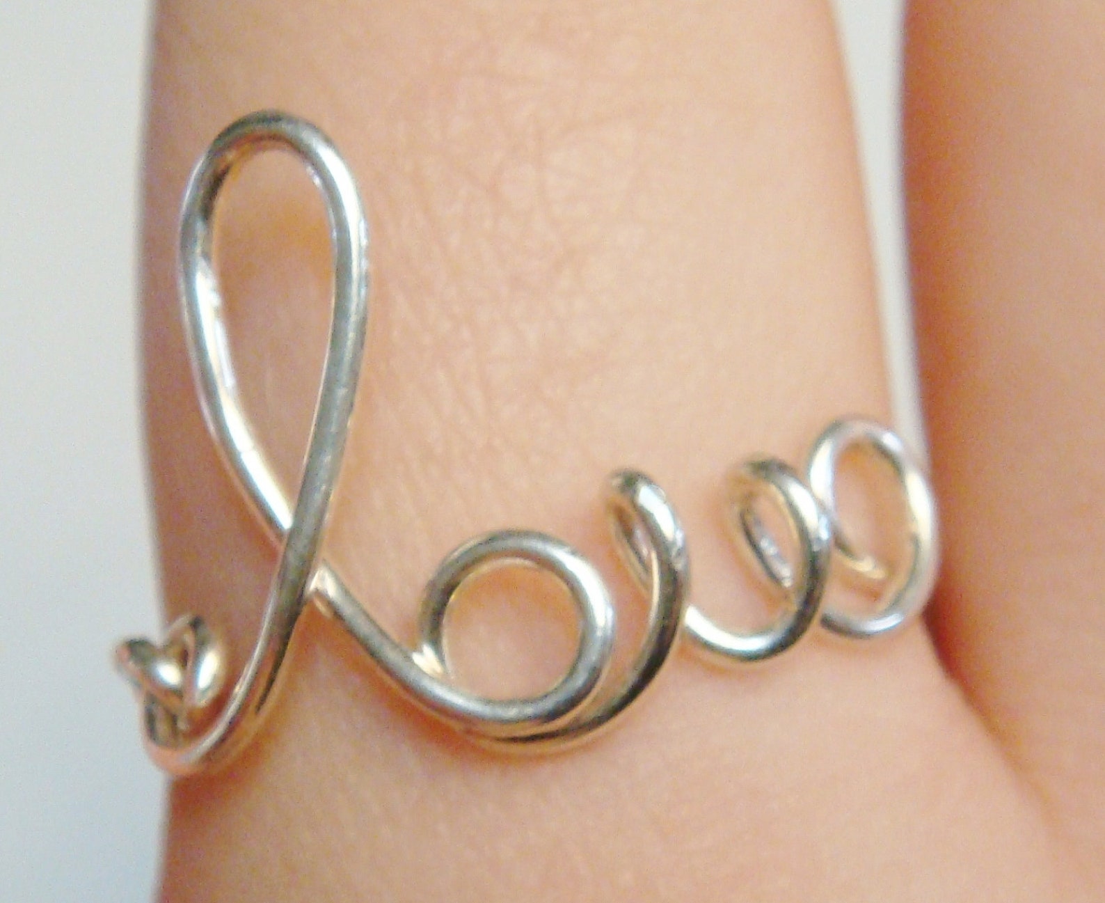 Solid White Gold Love Word Ring 14K Solid White Gold Ring Love - Etsy