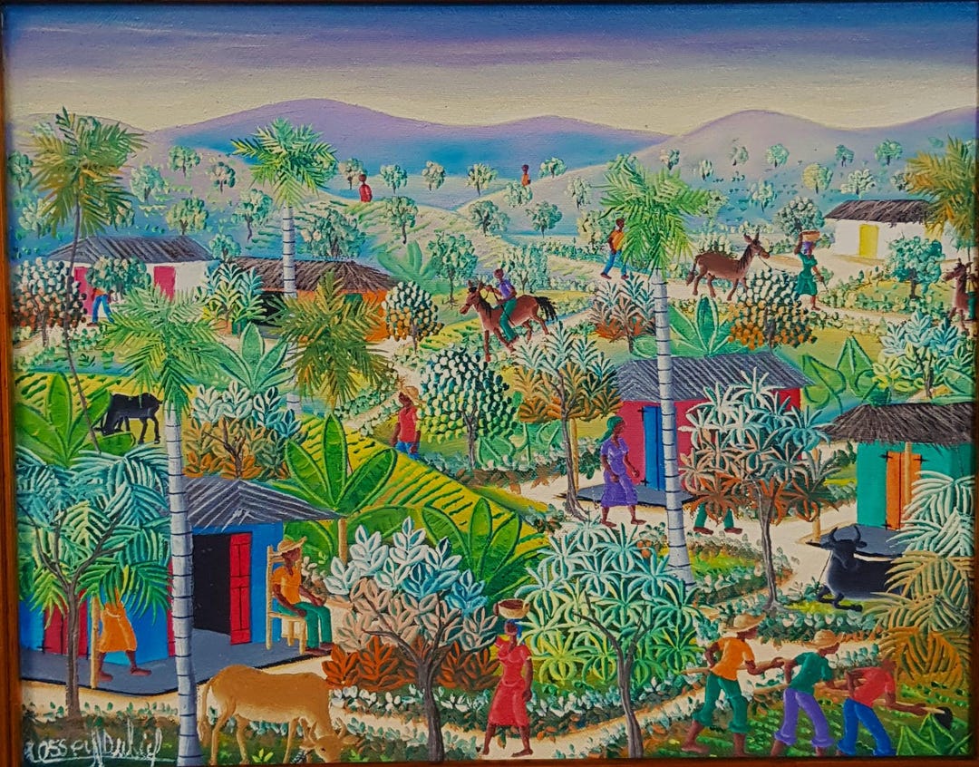 Tableau Vintage Signé Ossey DUBIC Peintre Art Haïti Haïtien (1944-2010 ...