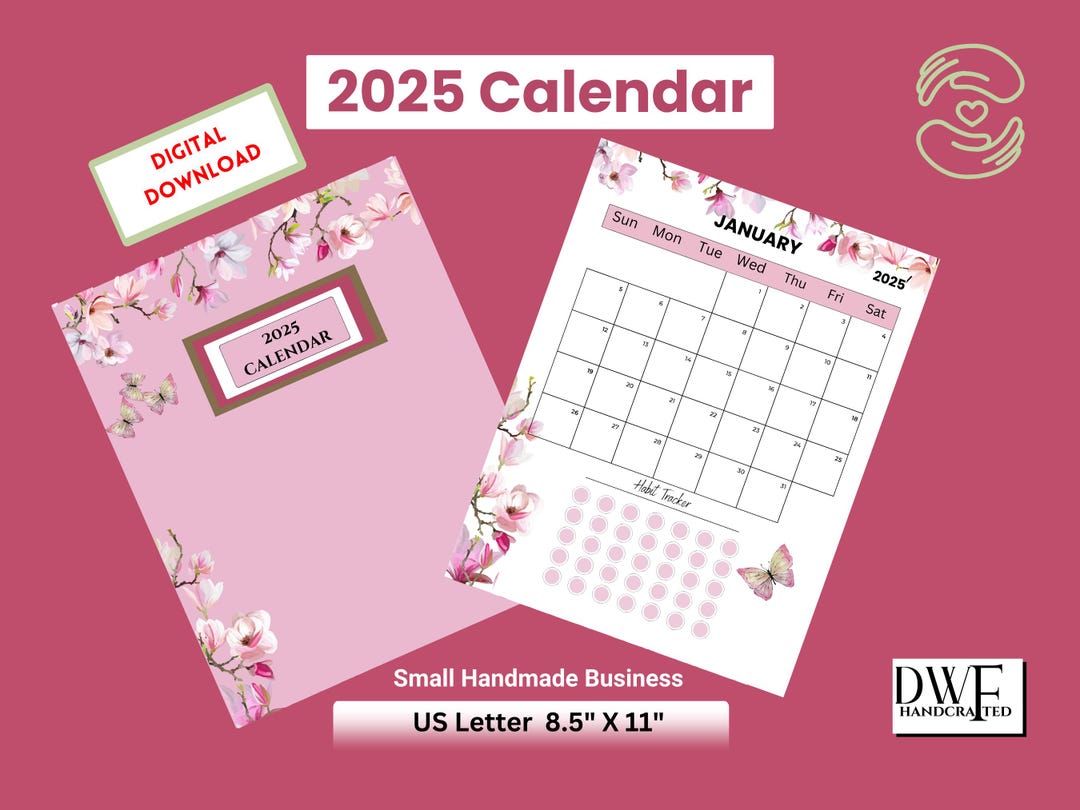 2025 Monthly Calendar, Digital Download, Printable, Habit Tracker, to ...