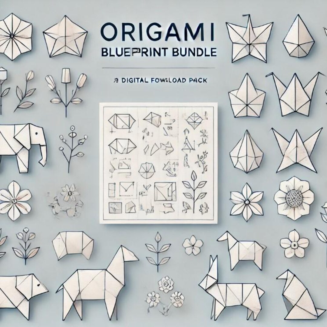 Origami Blueprint Bundle: Printable Art for T-shirts & Custom Apparel ...