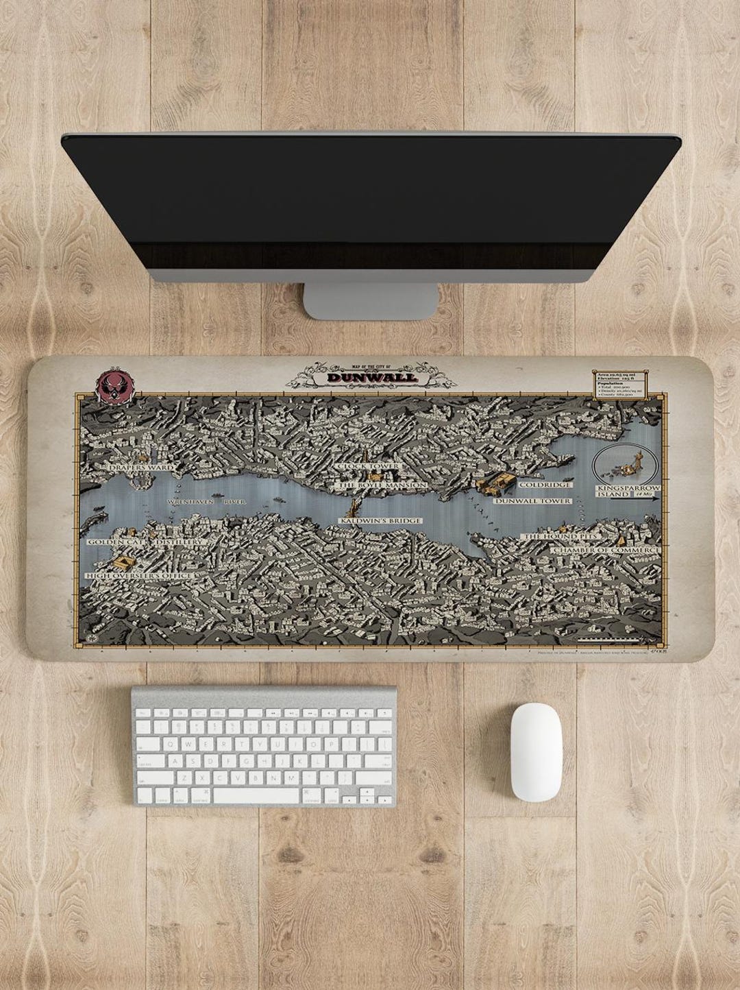 Dishonored Map Gaming Mouse Pad: Stitched Edge, Vibrant Print - Etsy