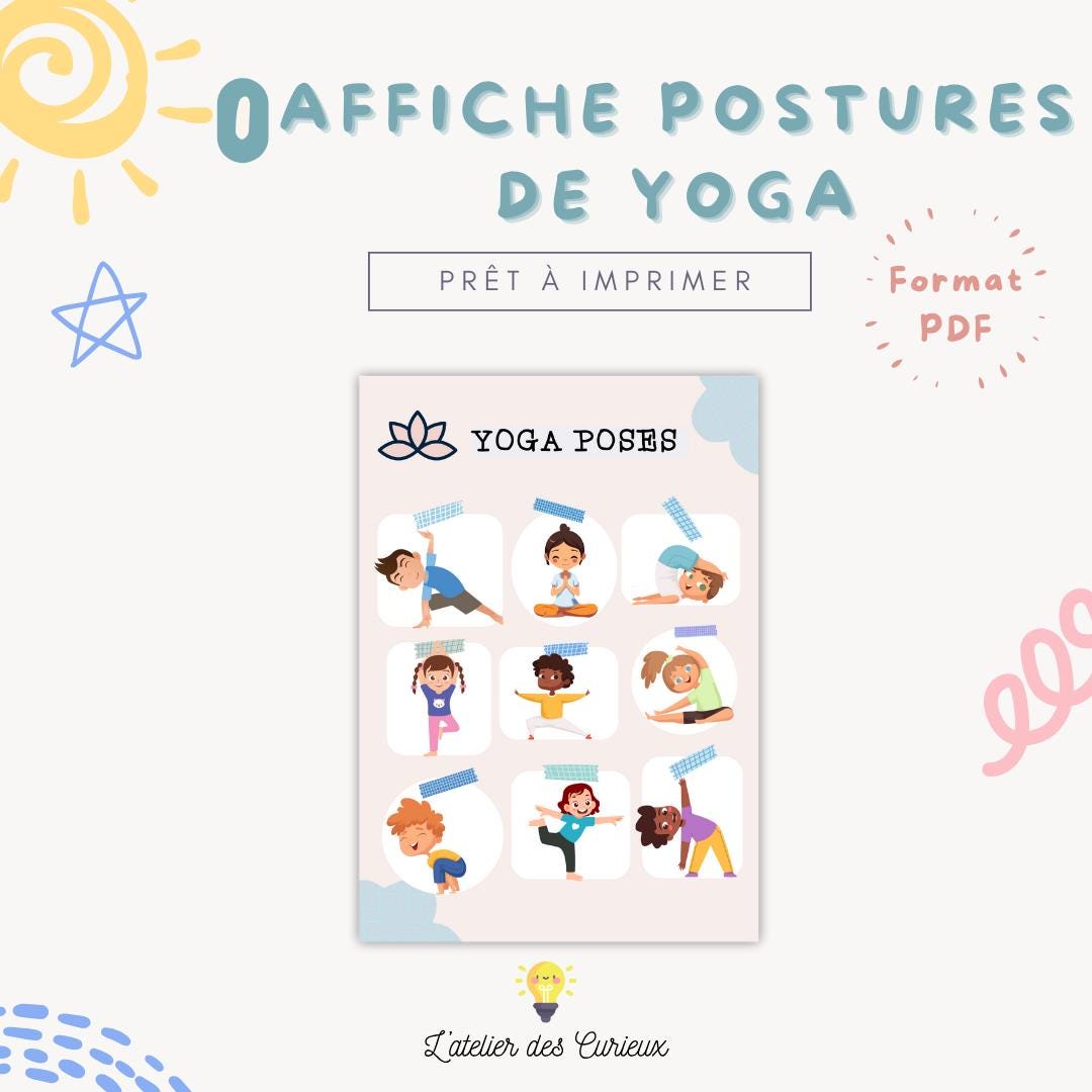 Yoga Postures Poster 9 Essential Postures Printable PDF Kids 3-5 Years ...