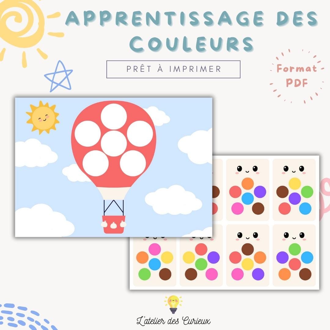 Color Matching Hot Air Balloon Design Montessori Activity PDF Sorting ...