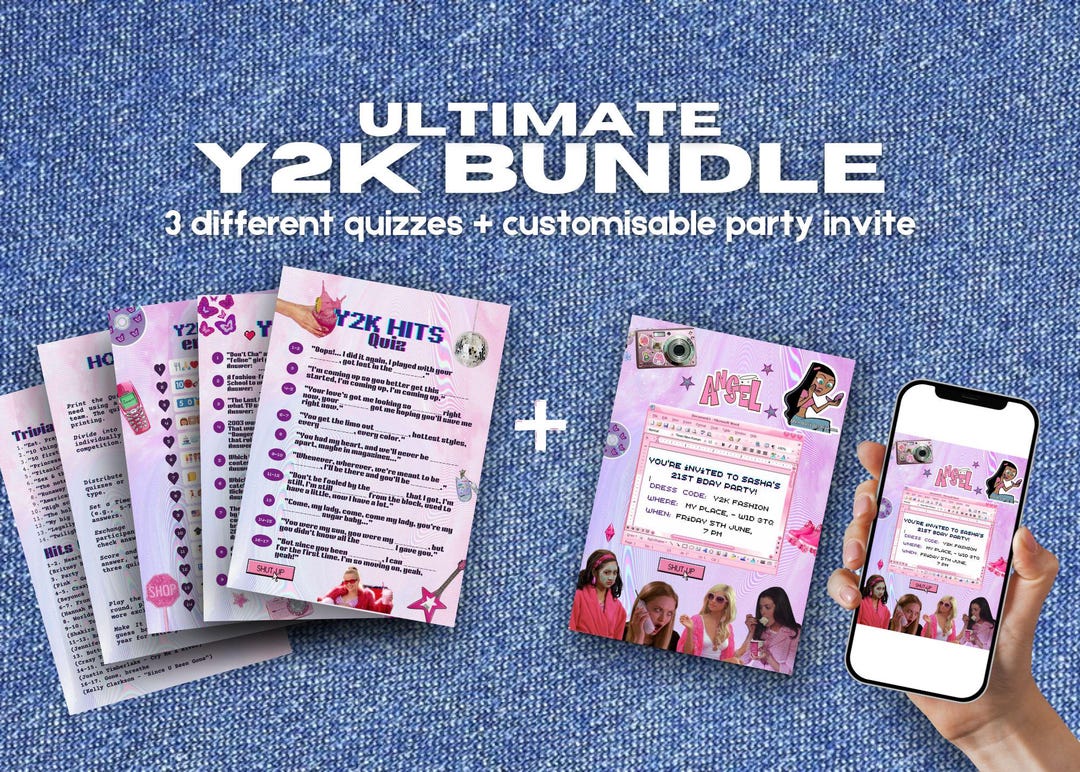 Ultimate Y2K Party Bundle – Customisable Invite + Early 2000s Printable ...