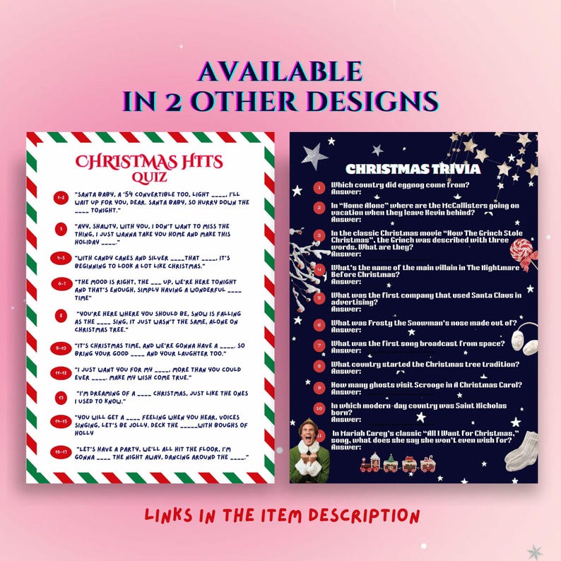 Printable Festive Christmas Quiz Bundle Trivia, Emoji Movie Game, and ...
