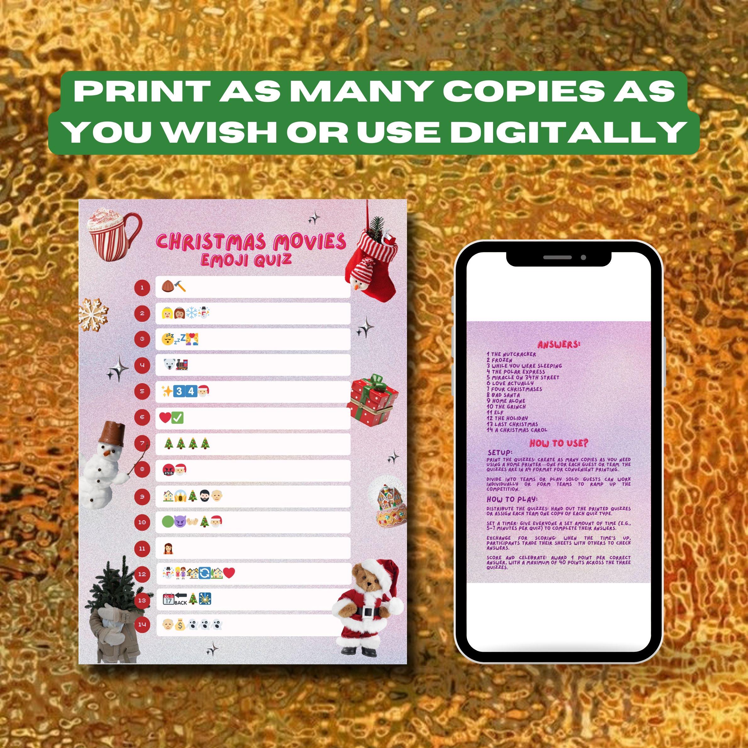 Christmas Movies Emoji Quiz | Fun Printable Game for Holiday Parties ...