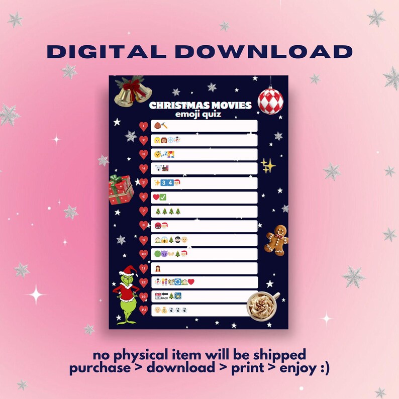 Guess the Christmas Movie Emojis Quiz Fun & Festive Printable Game for ...