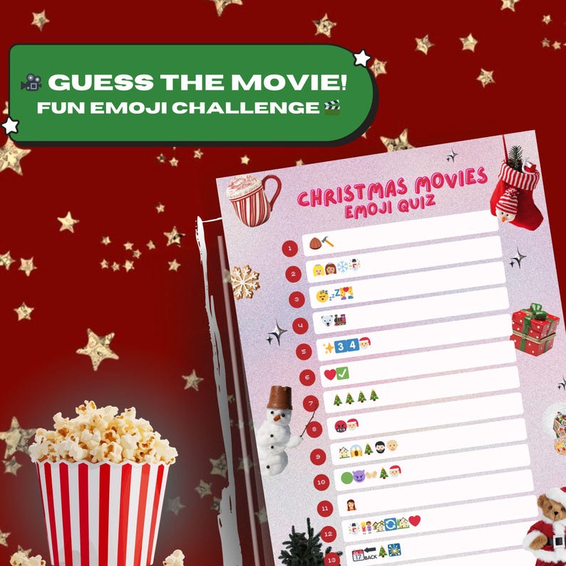 Printable Festive Christmas Quiz Bundle – Trivia, Emoji Movie Game ...