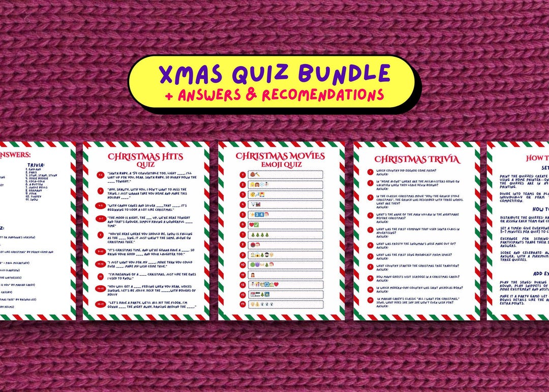 Printable Festive Christmas Quiz Bundle; Song's Lyrics Puzzle, Emoji ...
