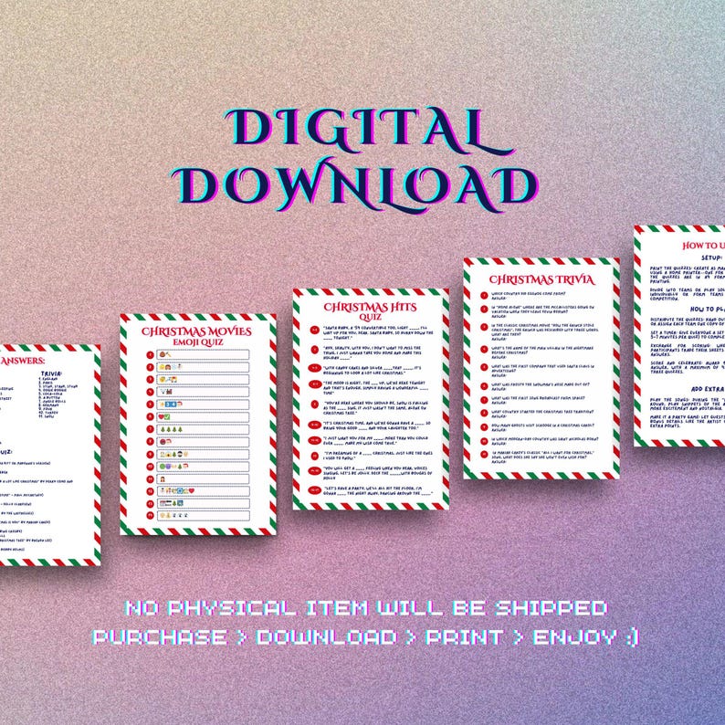 Printable Festive Christmas Quiz Bundle; Song's Lyrics Puzzle, Emoji ...