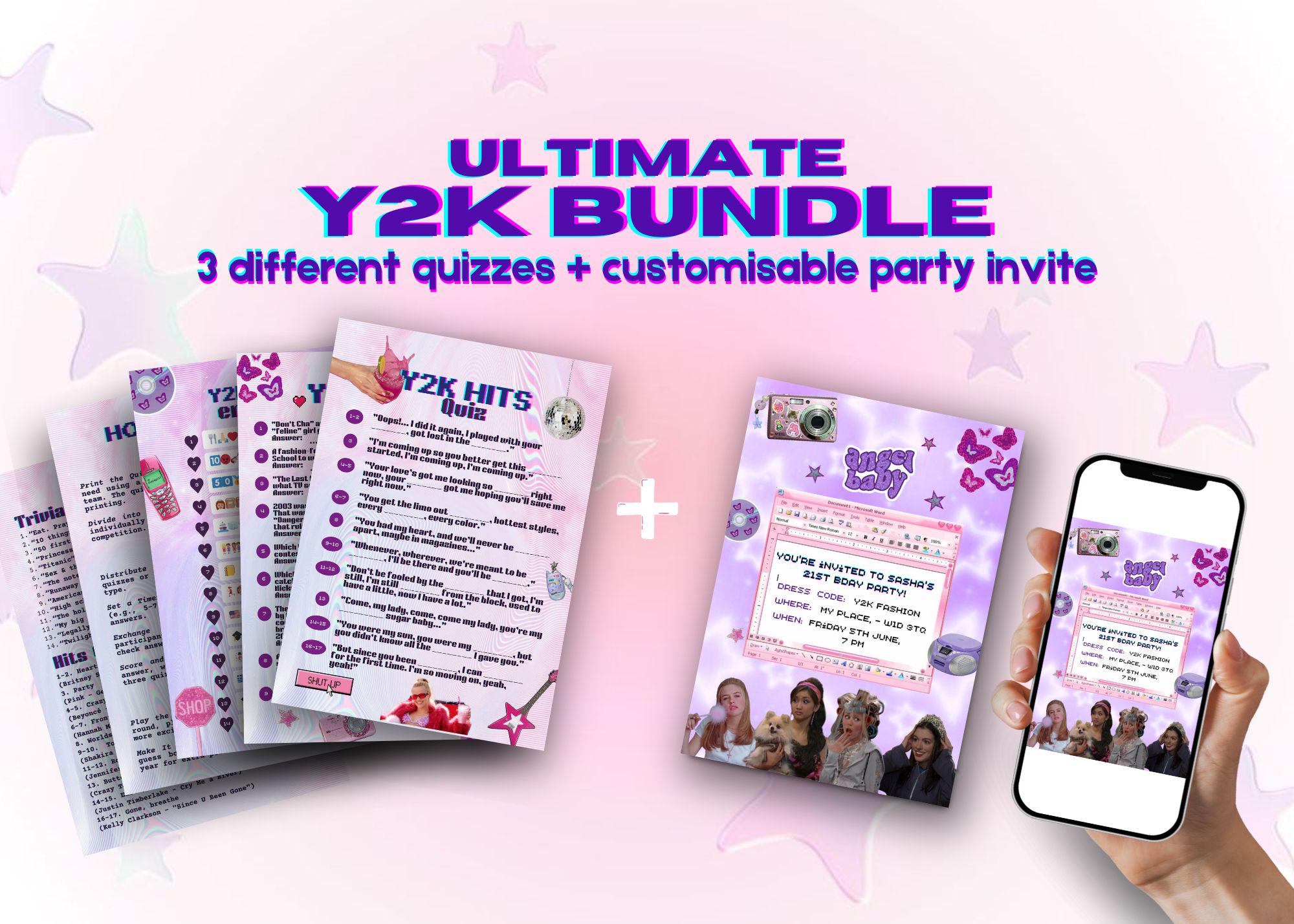 Ultimate Y2K Party Bundle Printable Editable Invitation Template and ...