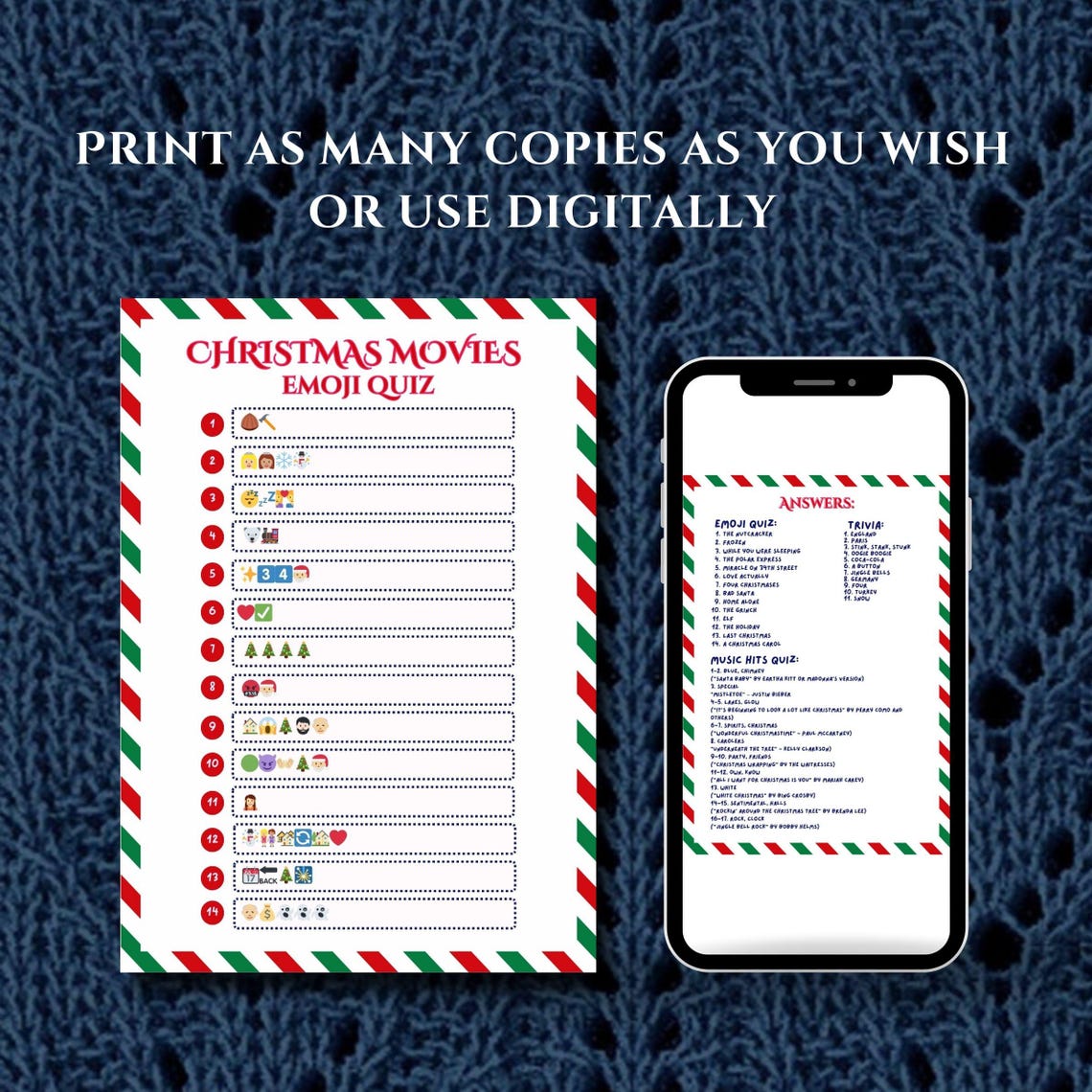 Printable Festive Christmas Quiz Bundle; Song's Lyrics Puzzle, Emoji ...