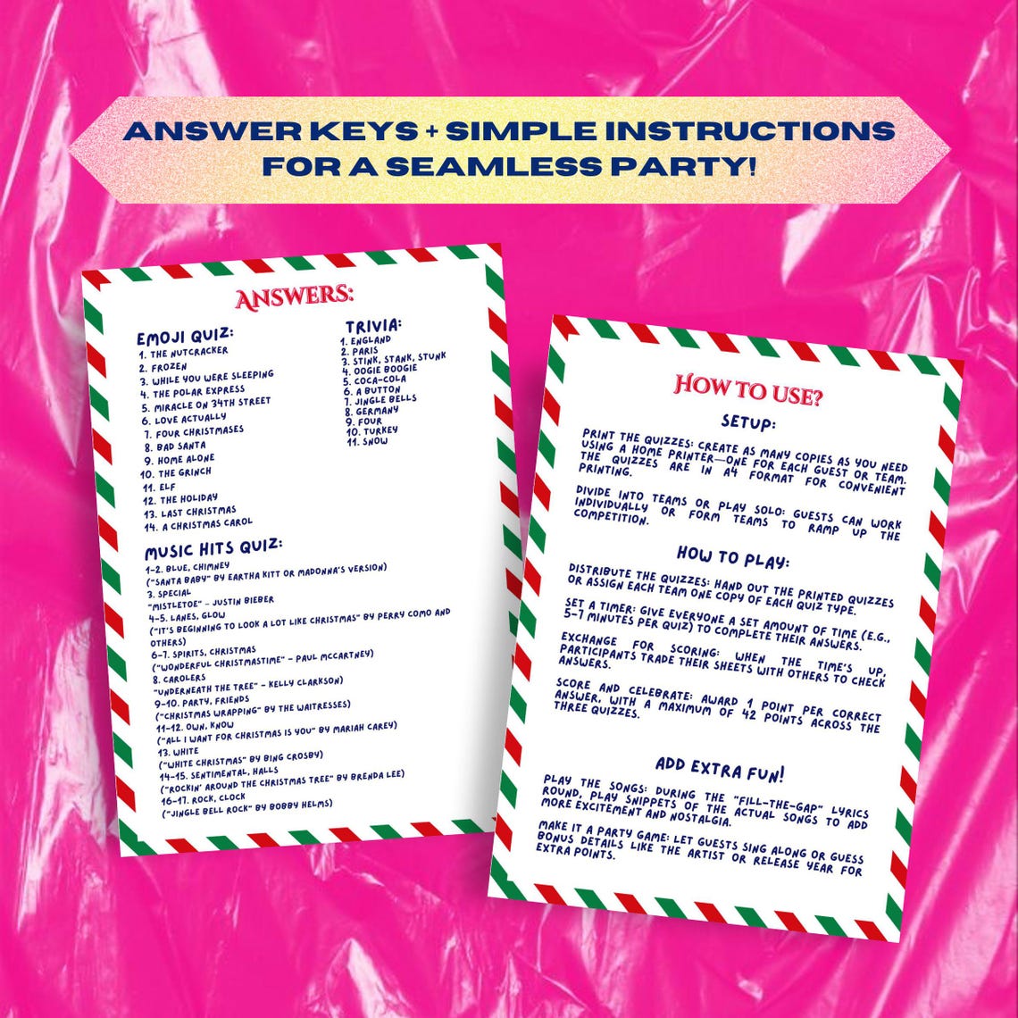 Printable Festive Christmas Quiz Bundle; Song's Lyrics Puzzle, Emoji ...