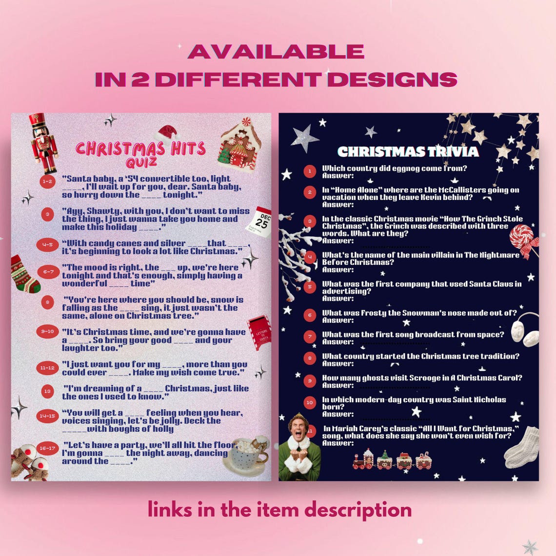 Printable Festive Christmas Quiz Bundle; Song's Lyrics Puzzle, Emoji ...