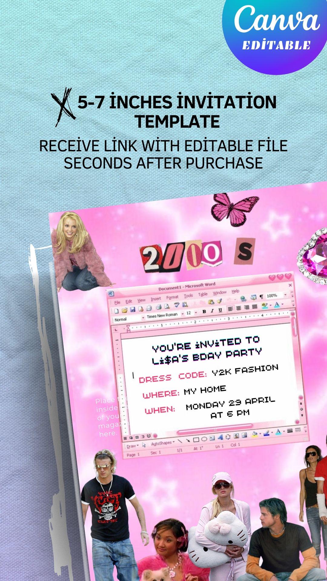 Y2K Party Invitation, Y2K Birthday Invitation, Early 2000s Themed ...