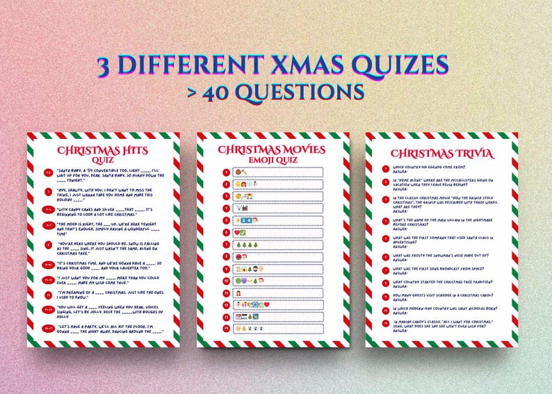 Printable Festive Christmas Quiz Bundle Song's Lyrics Puzzle, Emoji ...