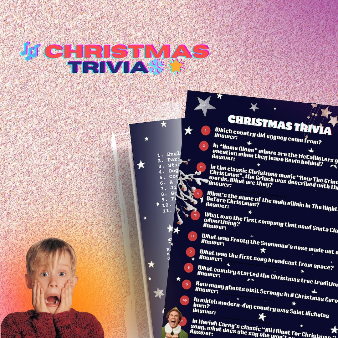 Christmas Trivia Challenge; Printable Fun Holiday Quiz Game About ...