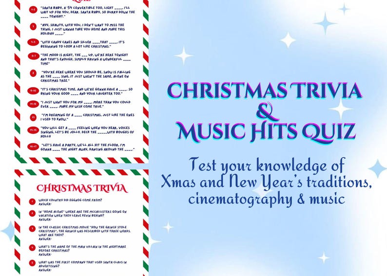 Printable Festive Christmas Quiz Bundle; Song's Lyrics Puzzle, Emoji ...