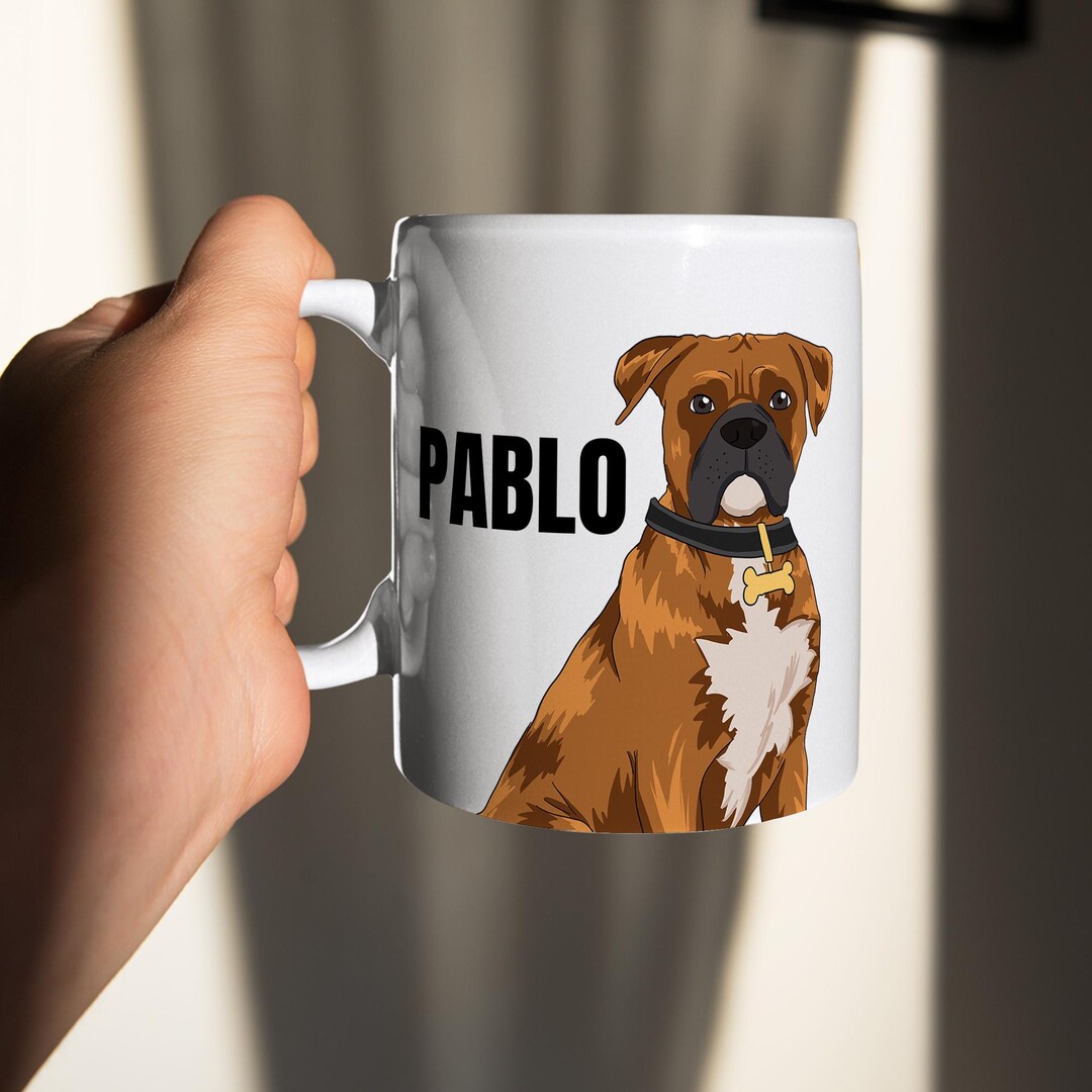 Personalised Boxer Dog Mugs, Boxer Dog Art Coffee Mug, Boxer Dog Custom ...