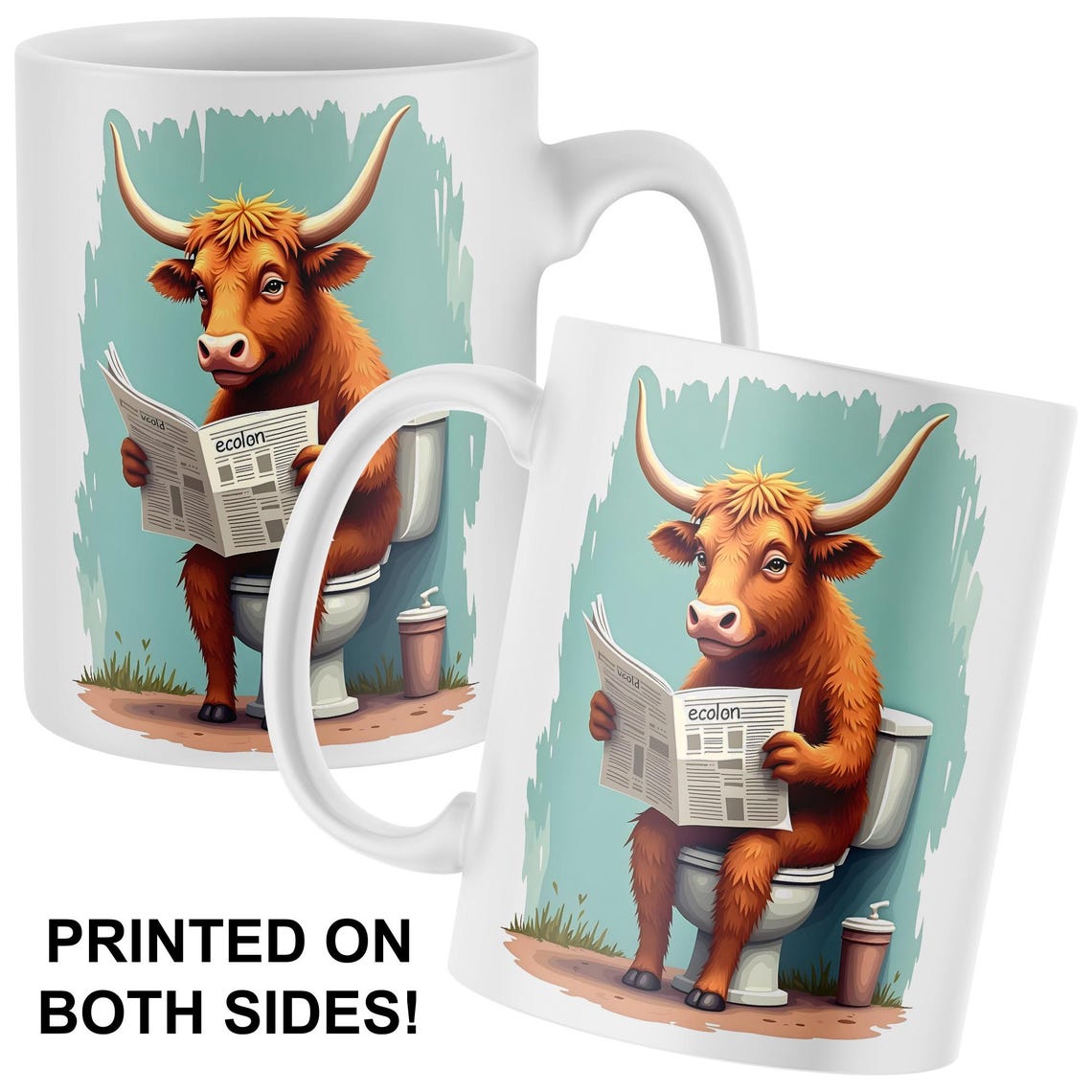 Highland Cow Toilet Mug - Funny Gift Idea, Novelty Coffee Cup for Men ...