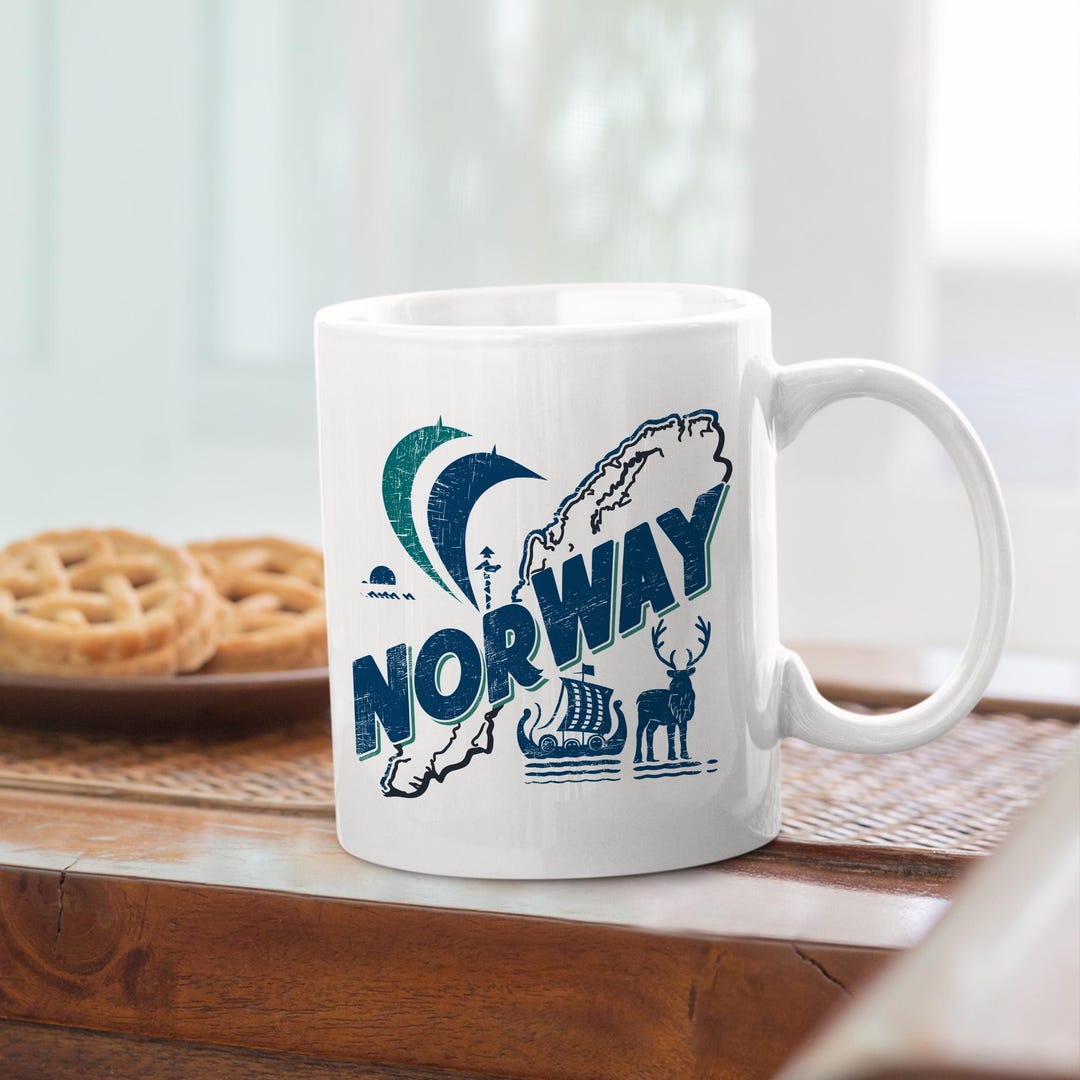 Norway Coffee Mug - Norwegian Flag Design - Oslo Souvenir Mug - Nordic ...