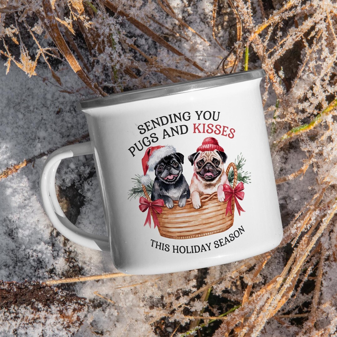 Funny Pug Christmas Enamel Mug – Hilarious Holiday Gift, Enamel Mug for ...
