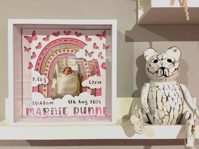 Personalised Baby Stats Shadow Box Frame | Custom Baby Keepsake | 3D ...