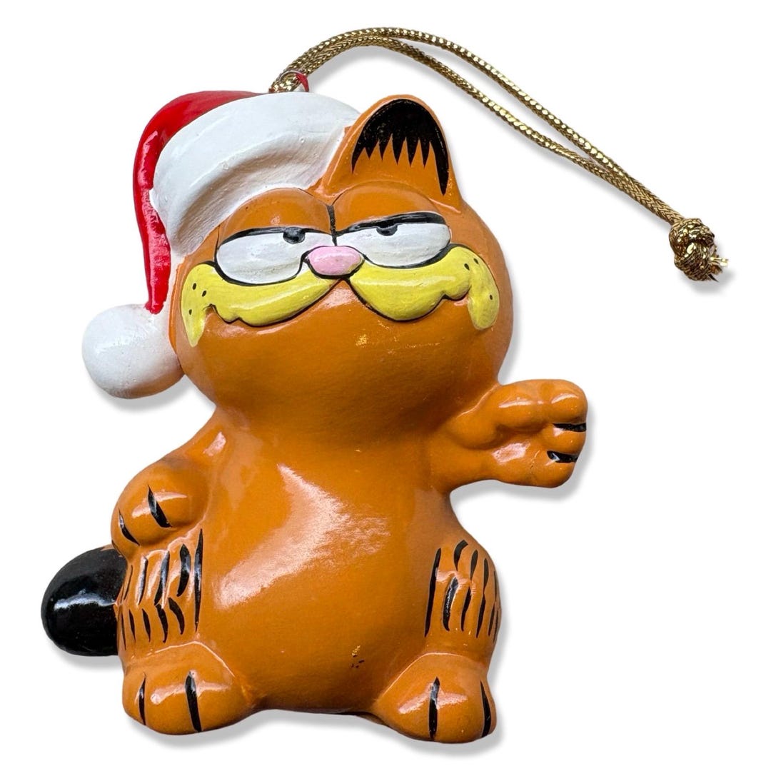 VINTAGE 1981 Garfield Santa Hat Enesco Christmas Ornament - Etsy