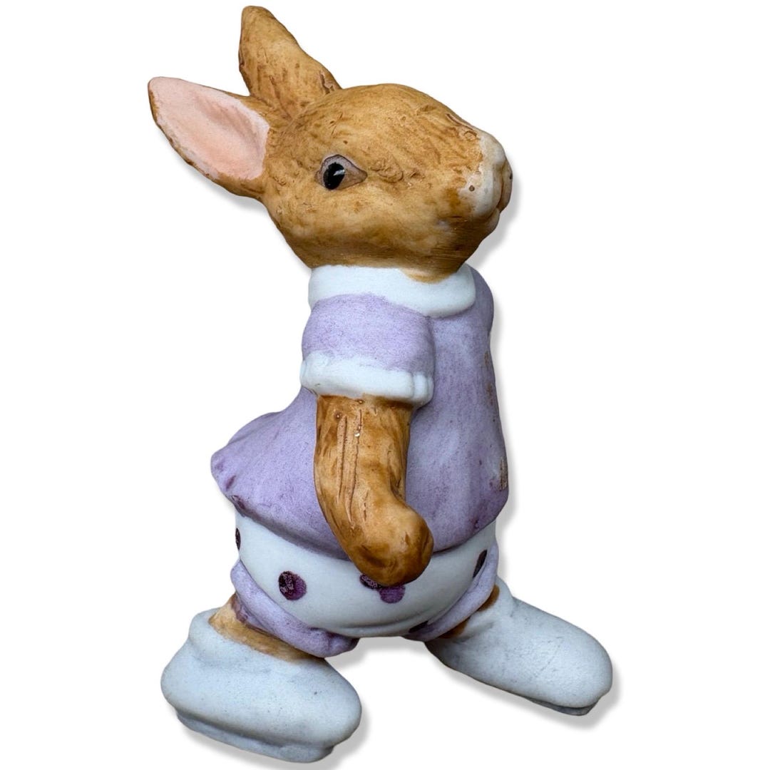 VINTAGE Matte Basque Porcelain Ice Skating Rabbit Figurine - Etsy