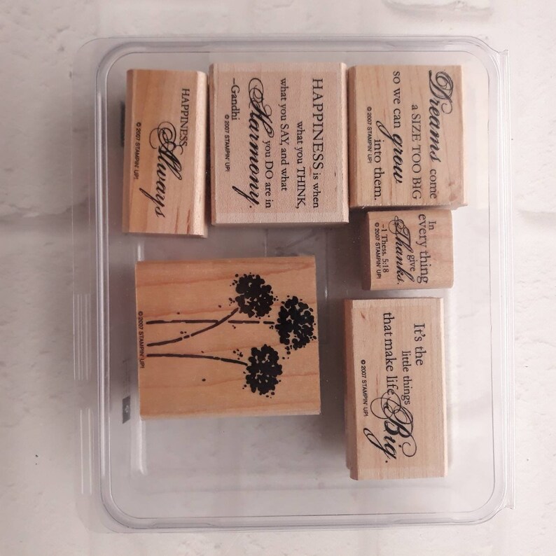 Papercraft Happy Harmony gently used case included Stampin' Up wood ...