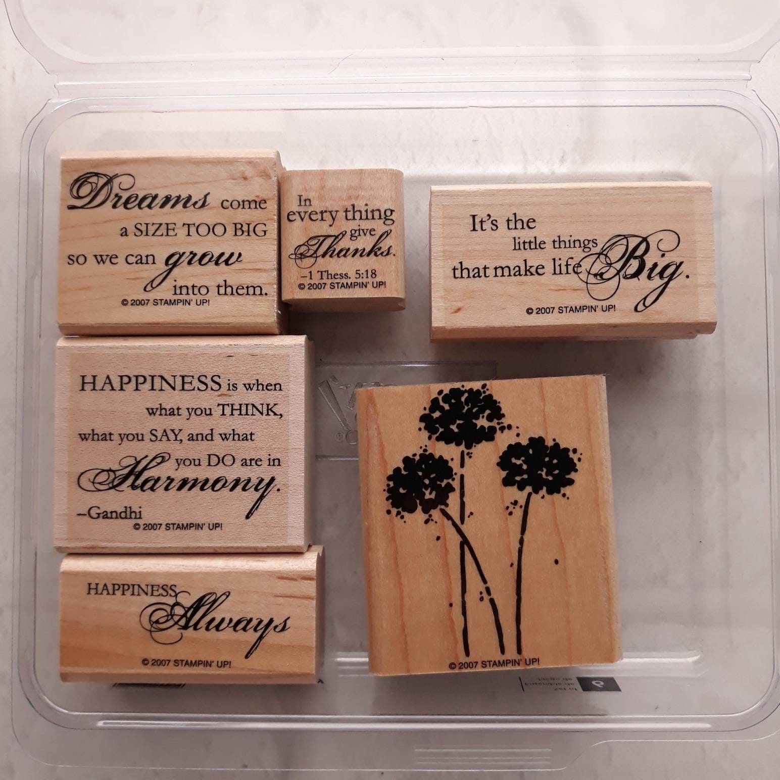 Papercraft Happy Harmony gently used case included Stampin' Up wood ...