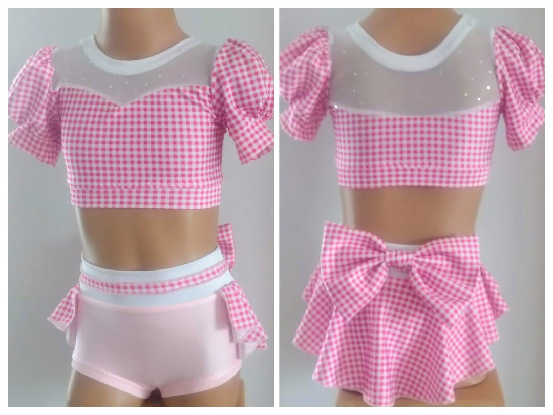 Dance Base Costume - Pink Gingham Costume - Waitress Dance Costume ...