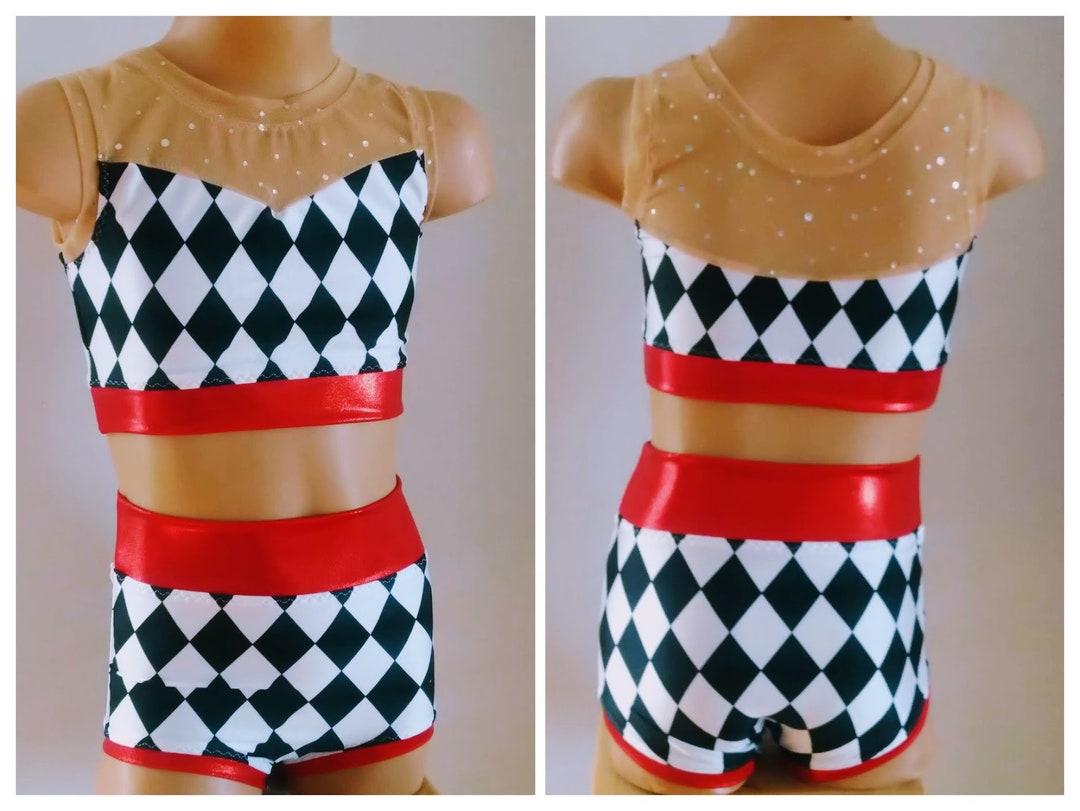 Girls Dance Wear - Practice Wear - Black and White Diamond Costume ...